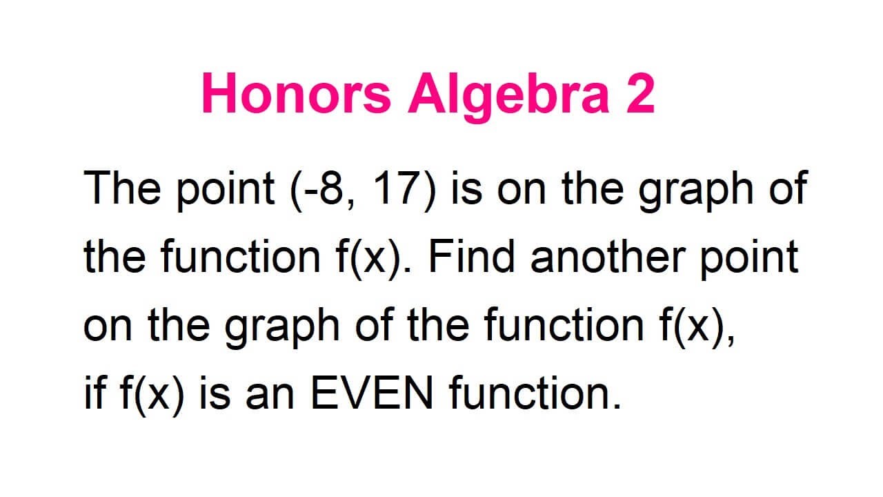 Honors Algebra 2 - YouTube