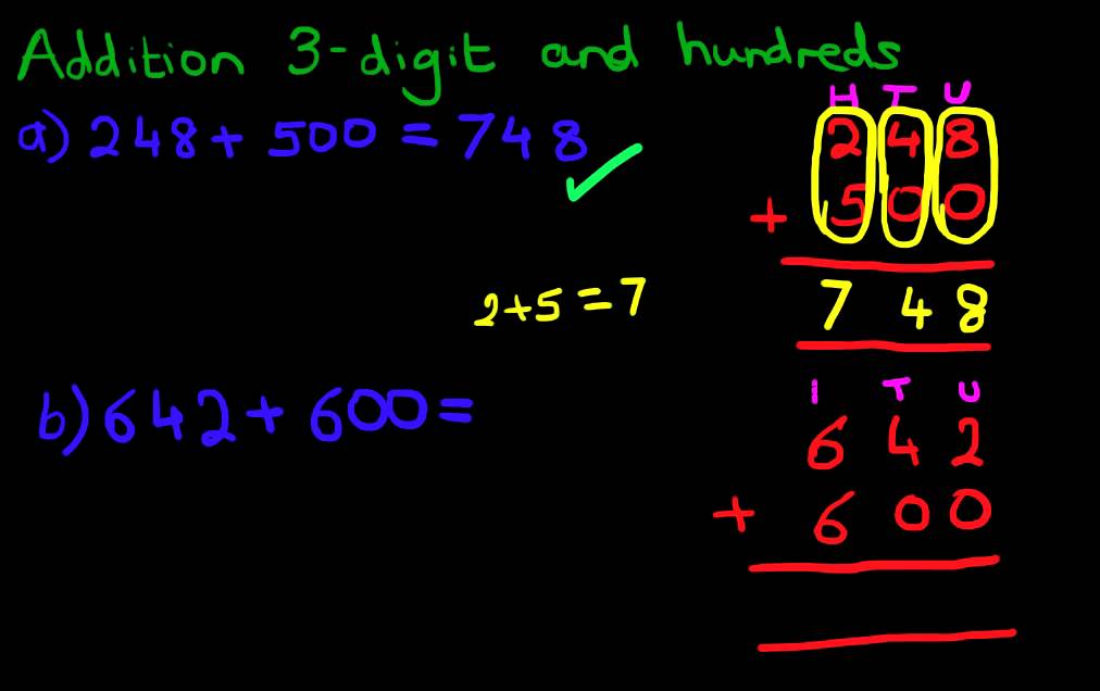 Addition - 3 digit Numbers and Hundreds - YouTube