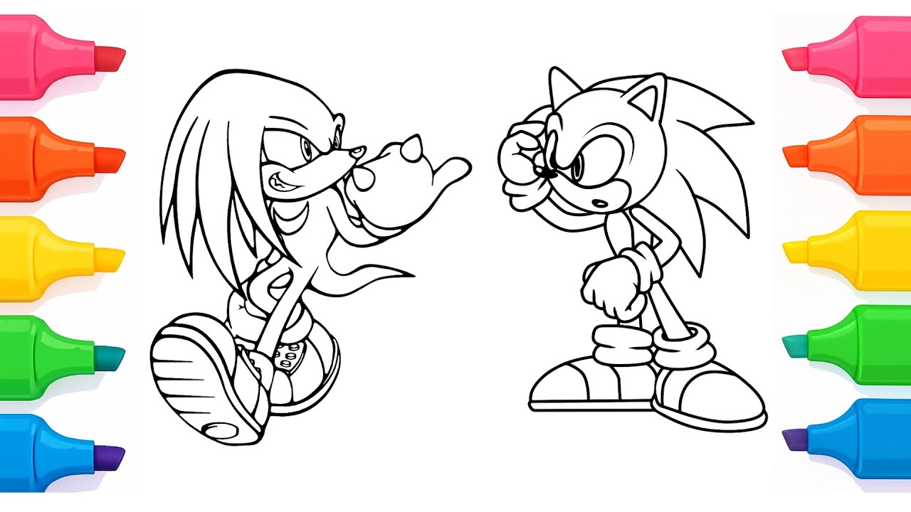 Sonic Colouring Pages | Sonic Vs Knuckles #sonic - YouTube