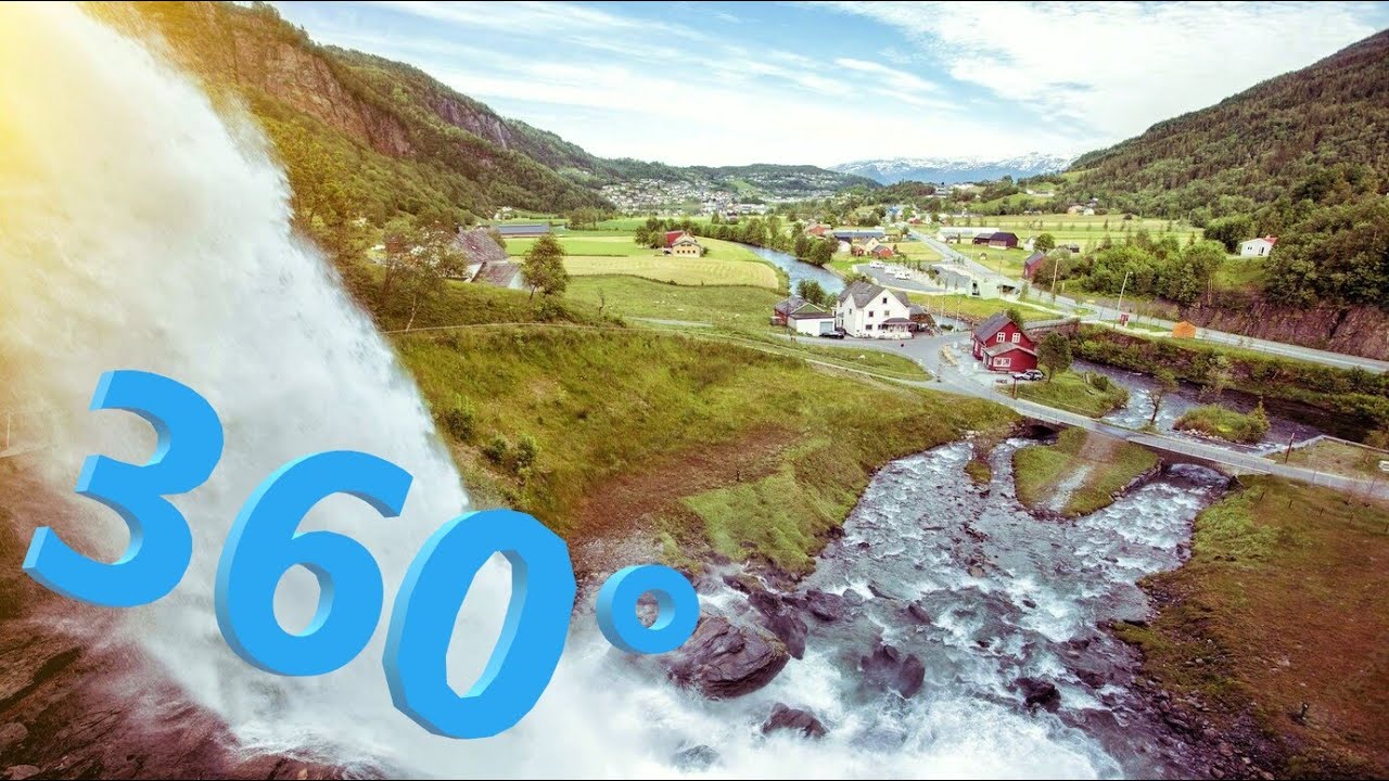 Hinter dem Wasserfall Steinsdalsfossen - Norwegen 360 Grad - YouTube