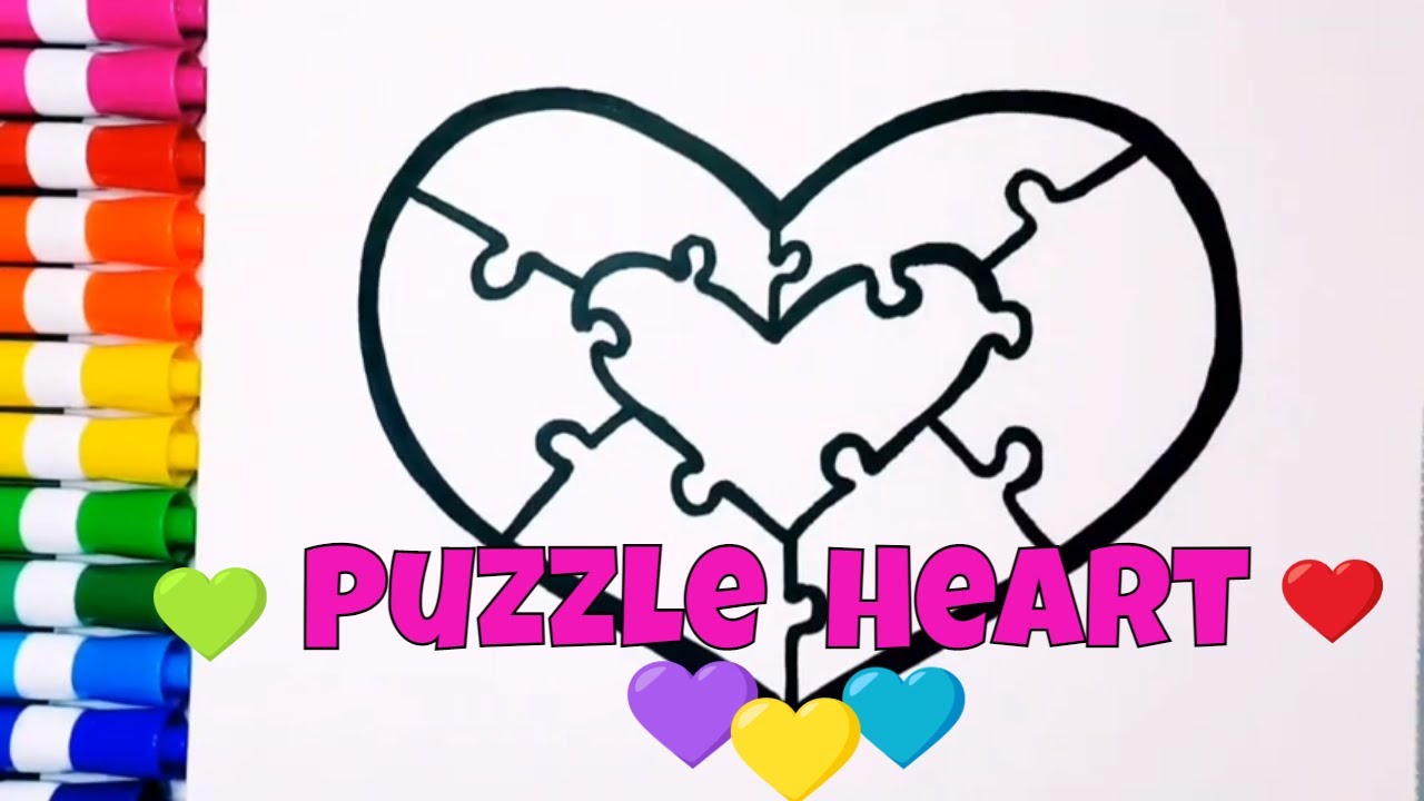 Draw and Color a Puzzle Colorful Heart for Beginners. - YouTube