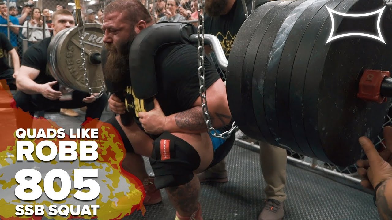 QUADS LIKE ROBB SQUATS 805lbs On The SAFTEY SQUAT BAR! - YouTube