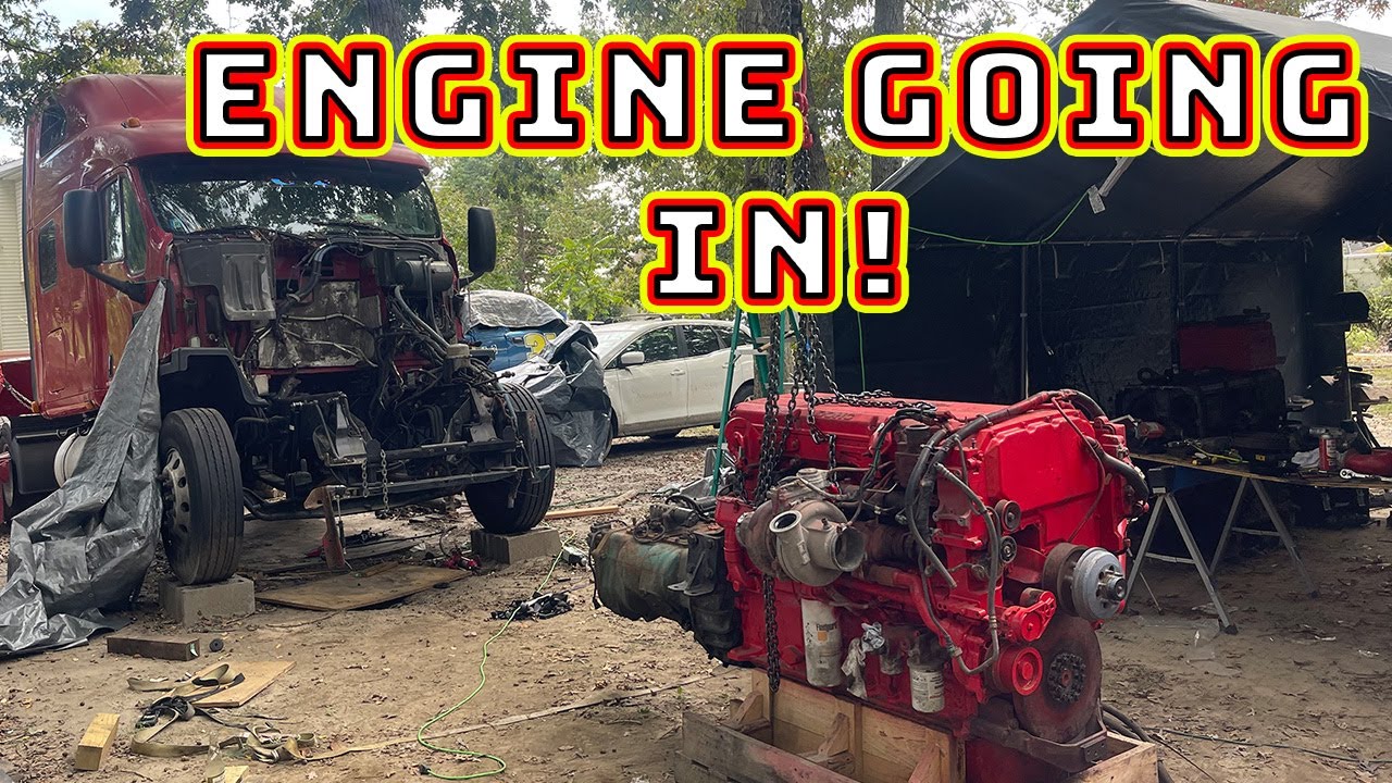 Installing Cumins ISX Engine into 2010 Peterbilt 387 - YouTube
