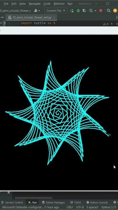 Python Turtle Fun #13 | Create a Stunning Cyan Semi-Circle Flower with Python Turtle! 🐢🌺 - YouTube