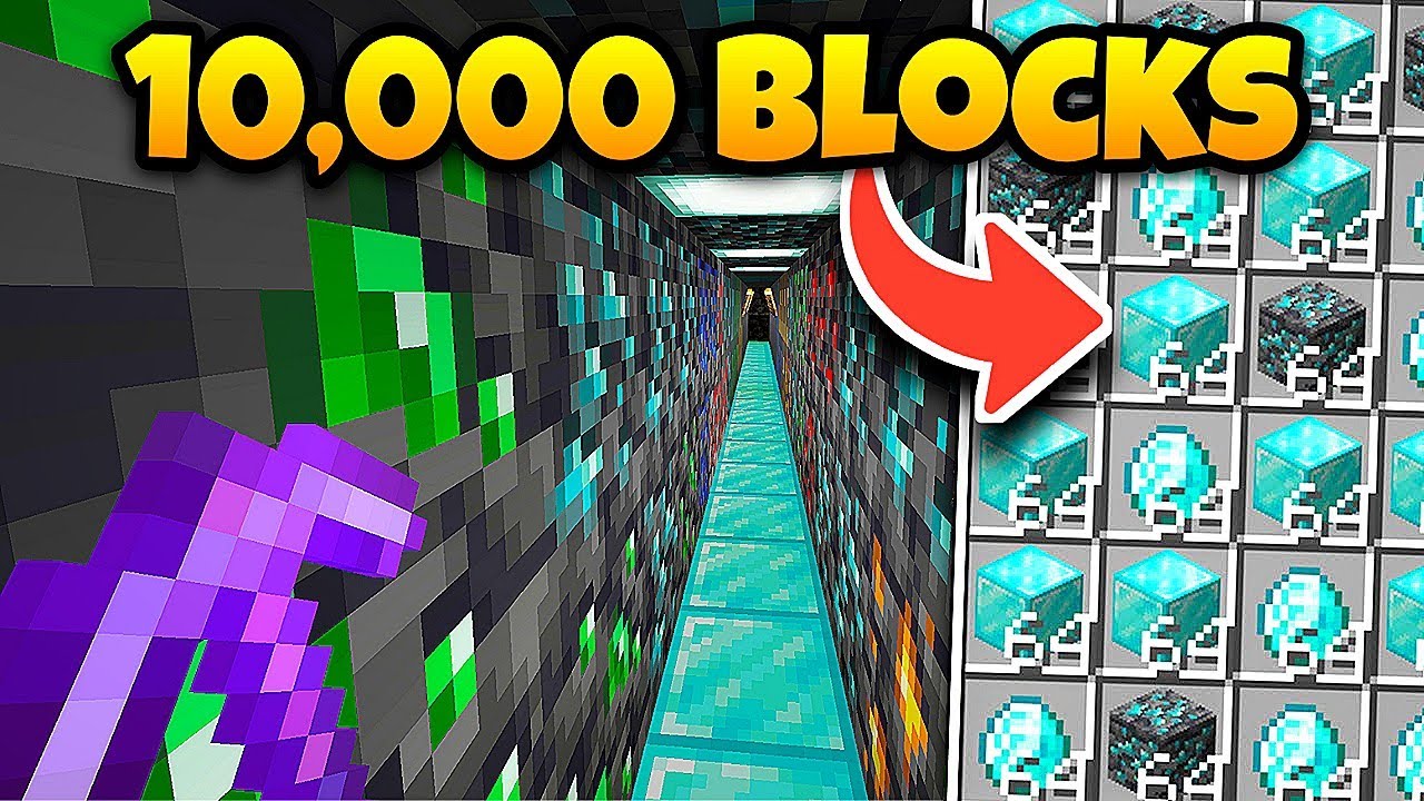 I Mined 10,000 Blocks In A Straight Line In Minecraft Survival (Hindi ...