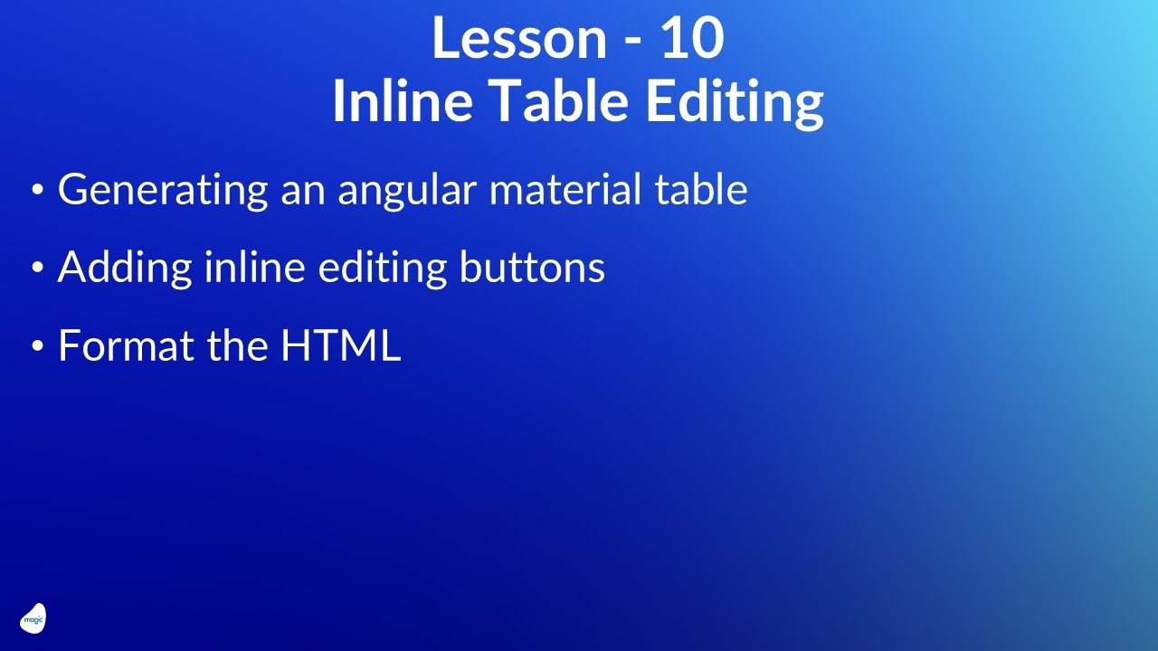 Magic Web Client Course - L10: Inline Table Editing - YouTube