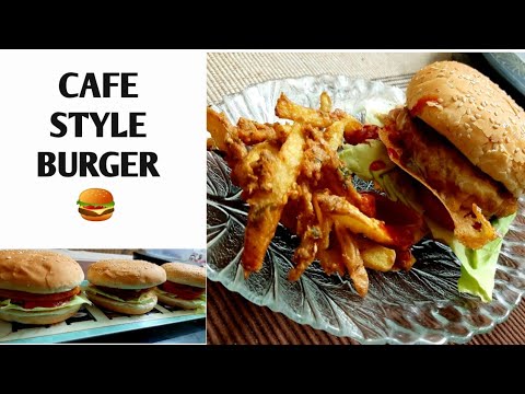 How to make Cafe style burger | Crispy chicken burger recipe - YouTube