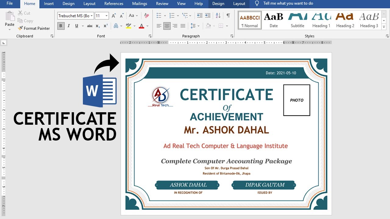 Ms Office Certificate Template