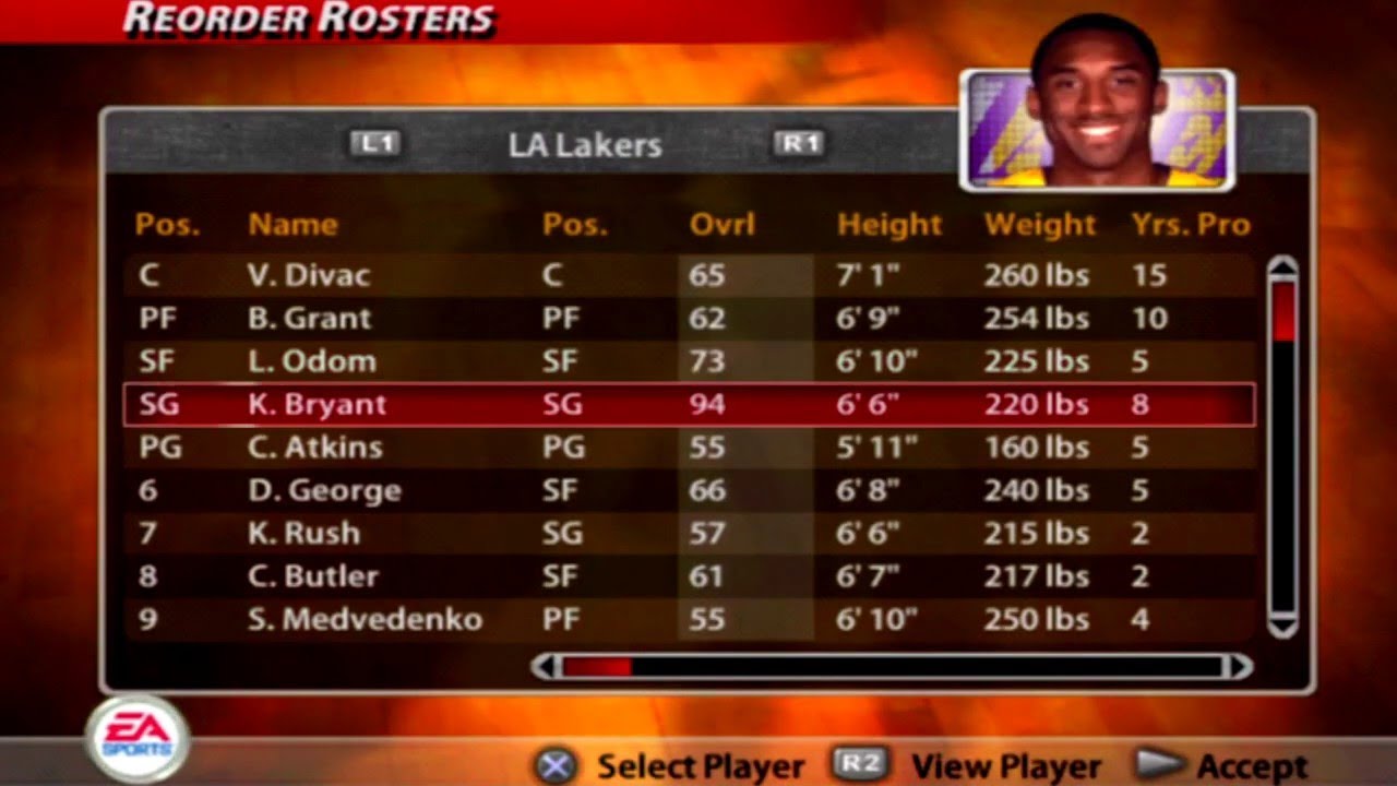 NBA Live 05 PS2 Season 1 - L.A. Lakers - DRAFT - YouTube