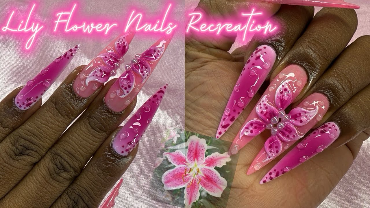 TRYING TO RECREATE THE VIRAL LILLY NAIL SET 🌷💗💗 - YouTube