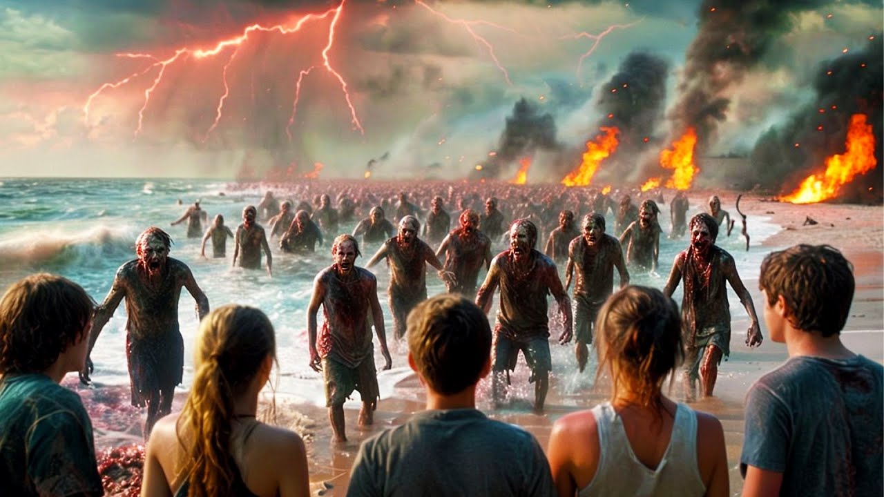 Thousands of zombies suddenly emerge from the ocean and start killing ...