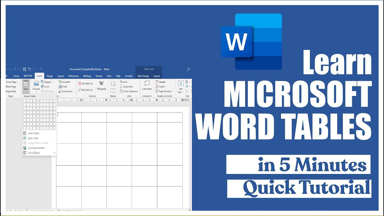 Learn Microsoft Word Tables in Quick and Easy Steps - YouTube