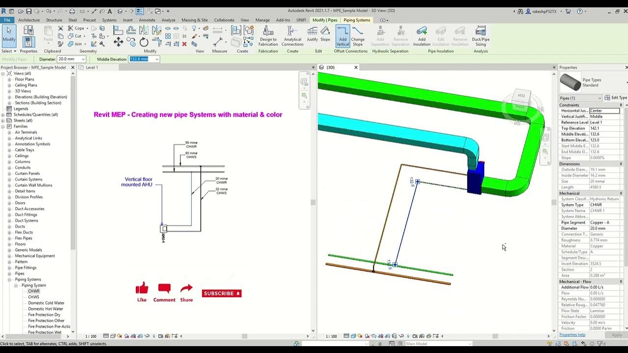 Revit MEP - Creating new pipe systems with material & color - YouTube