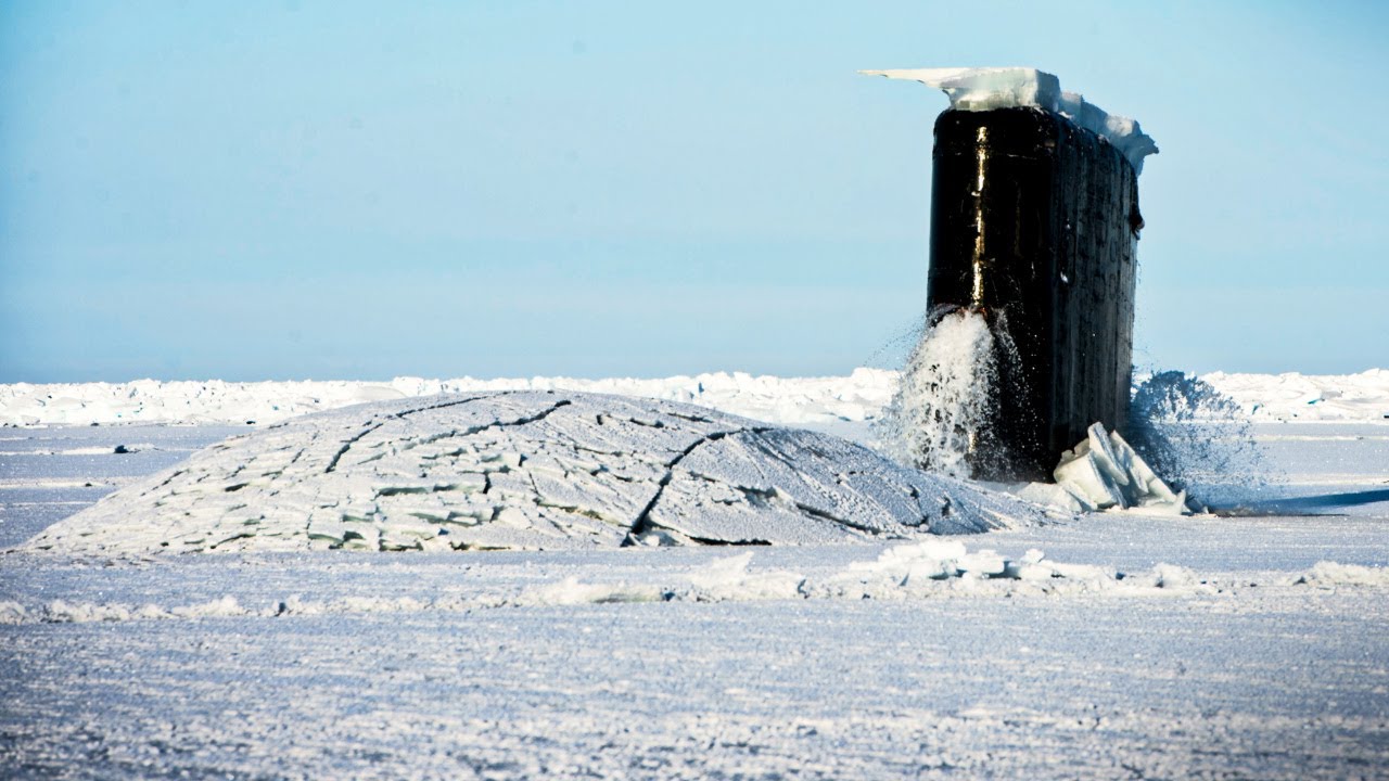 Enormous Nuclear Submarine Surface Through Thick Ice - YouTube