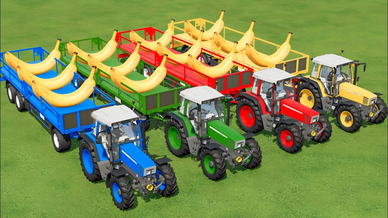 BANANA TRANSPORTING WITH JOHN DEERE TRACTORS IN FS22 | FARMING ...