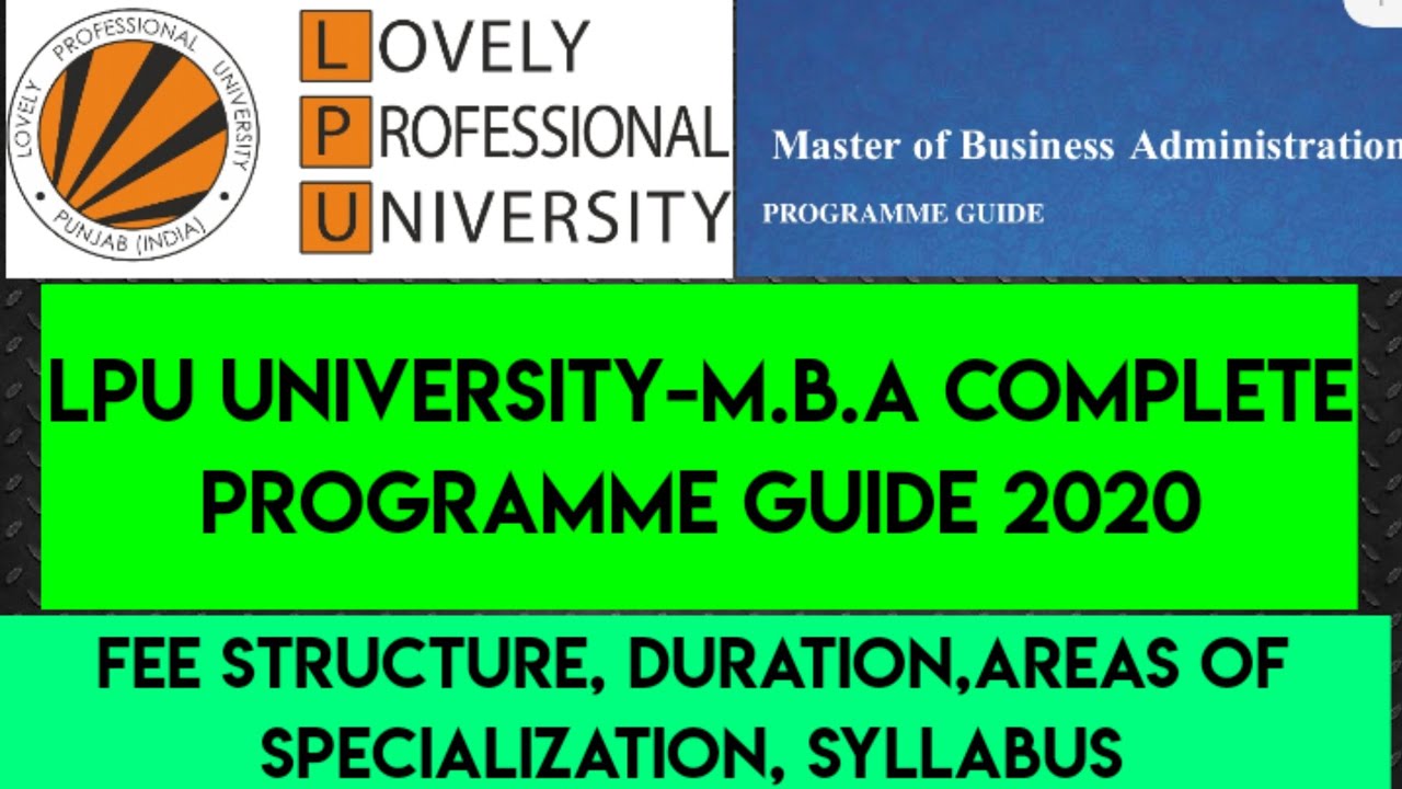 Lpu university-M.B.A complete programme guide 2020/Lpu distance ...