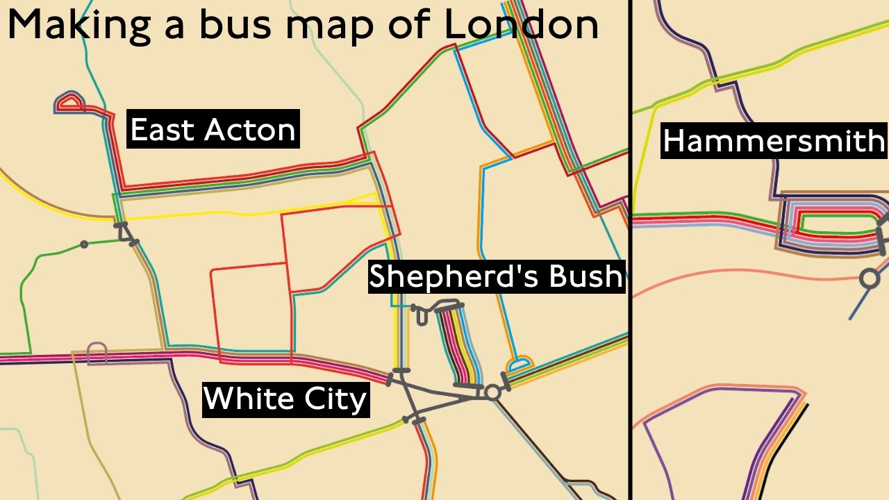 Making a bus map of London (Hammersmith, Shepherd's Bush, Acton) - YouTube