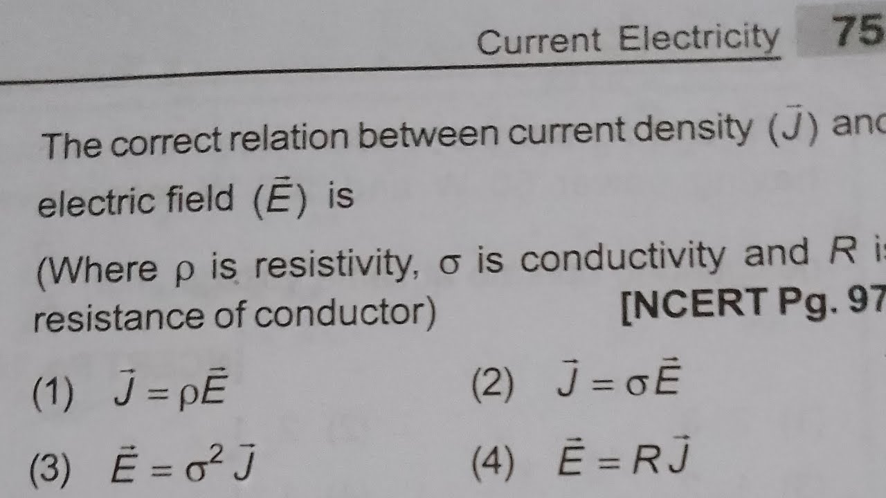 Relation between Electric field and current density.. Electric current ...