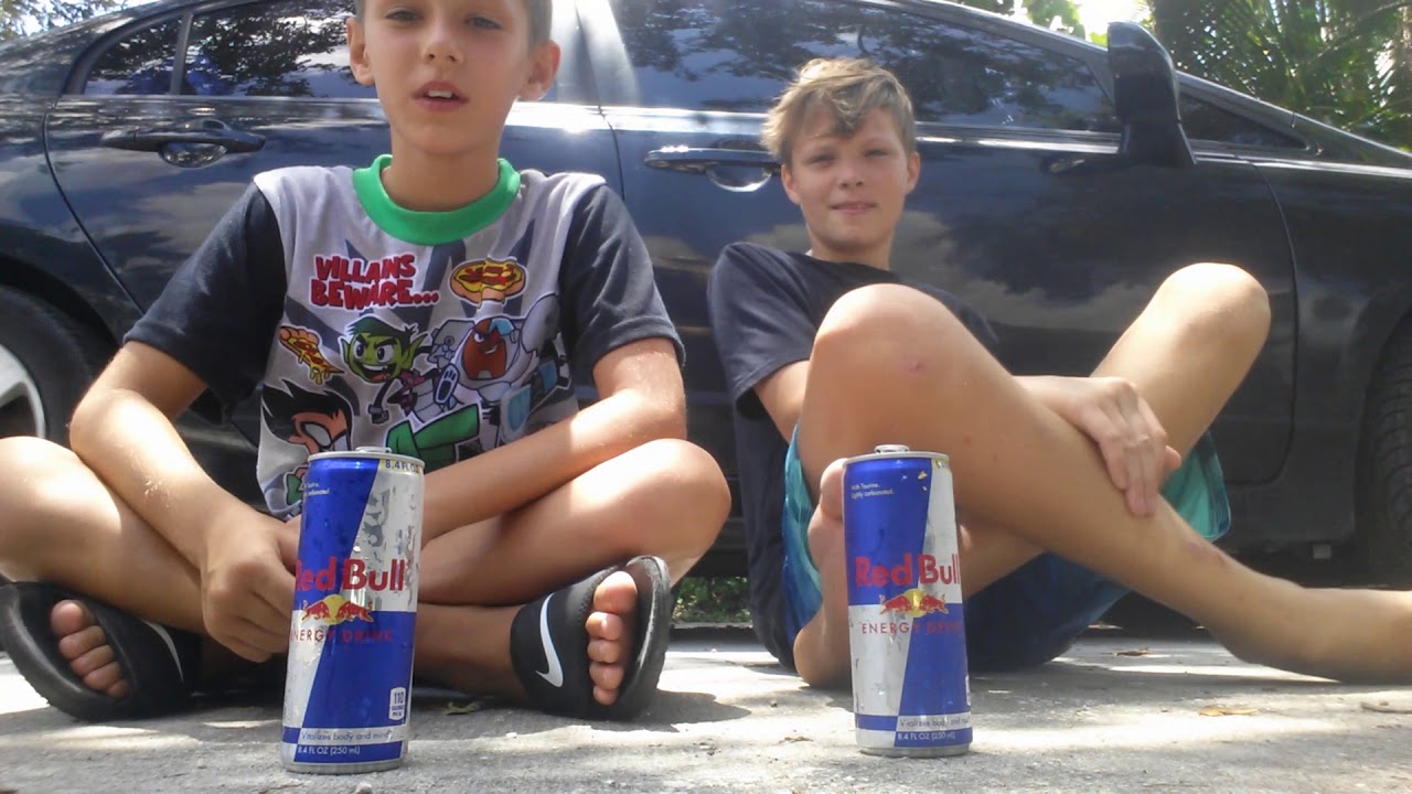 11 and 12 year olds try red bull! - YouTube