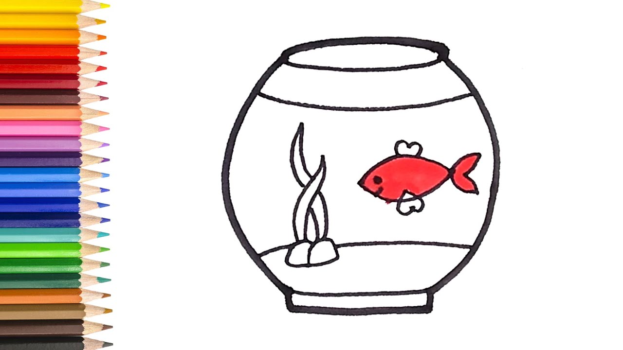 How to Draw A Fish Bowl | Easy Drawing & coloring for kids - YouTube