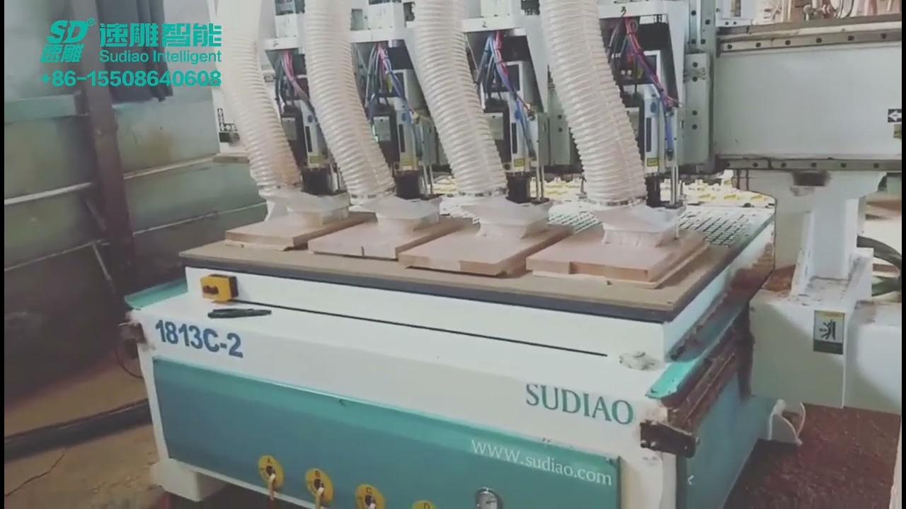 SUDIAO Four Heads ATC CNC Machine for Crafts Carving - YouTube