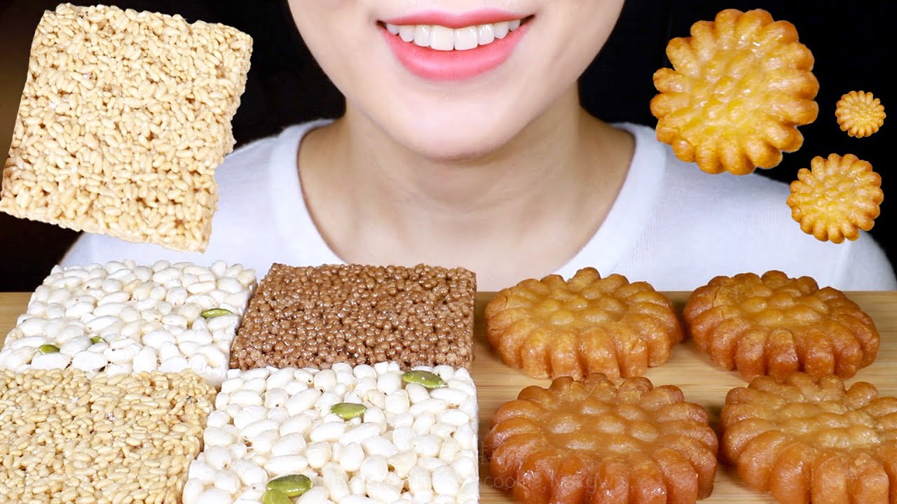 ASMR Honey Cookies and Crispy Rice | Yakgwa & Sanja | Hangwa | Korean ...