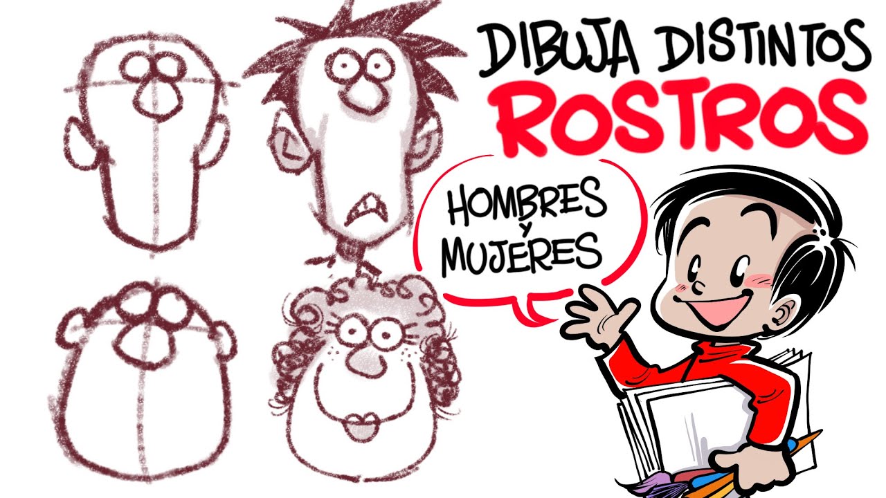 Ejercicios para dibujar distintos tipos de Rostros Cartoon - YouTube