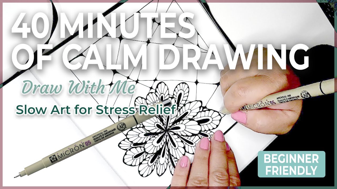 40 Minutes of Slow Floral Drawing | Pure Calm Zentangle Session - YouTube