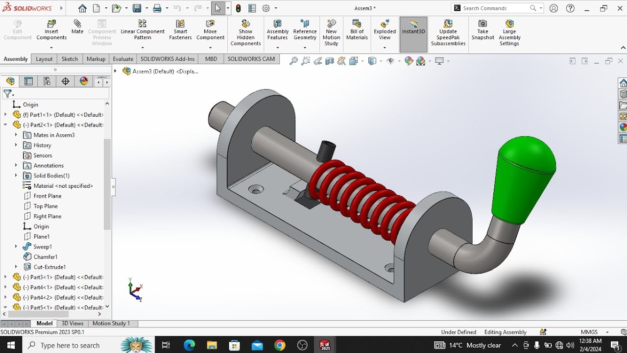 How to create Assembly in Solidworks| Create assembly Solidworks #btech #viral #cam #tutorial ...