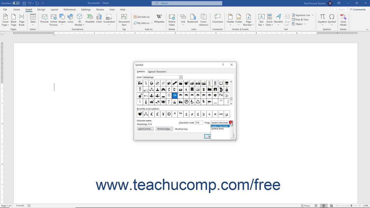 Word 2019 and 365 Tutorial Inserting Symbols Microsoft Training - YouTube