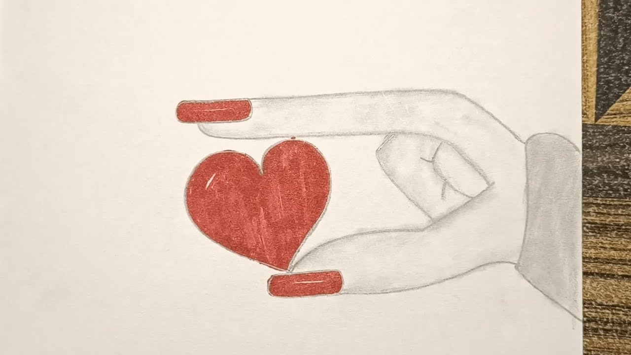 how to draw a beautiful hand with heart..ll beautiful hand drawing ...