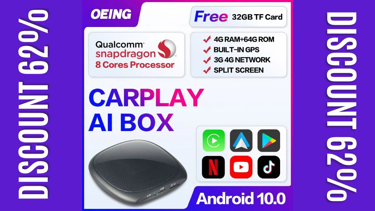 Carplay Ai Box Multimedia Smart Box Android Auto 4G+64G Wireless Car ...