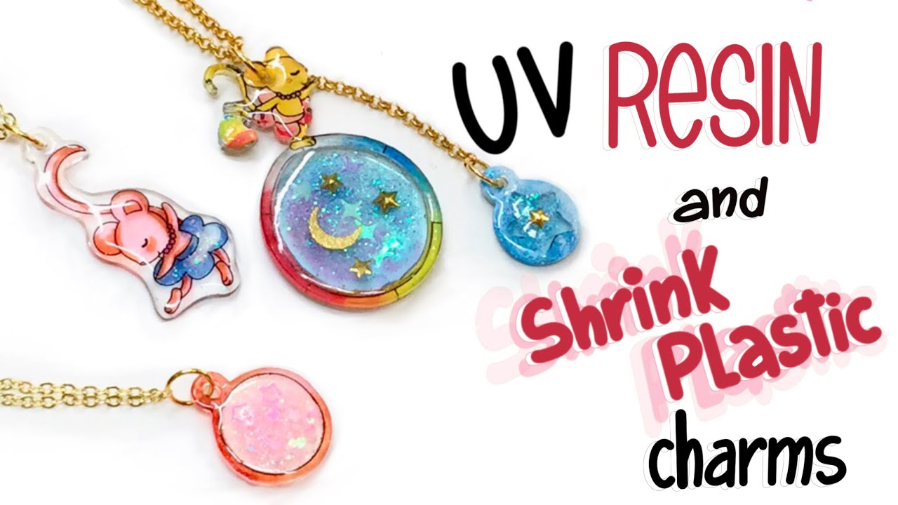 Charms and open bezels made with shrink plastic and UV resin - YouTube