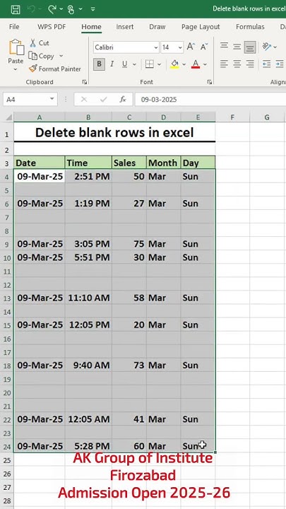 Delete Blank Rows In Excel #excel #exceltips #exceltricks #exceltutorial #excelformula # ...