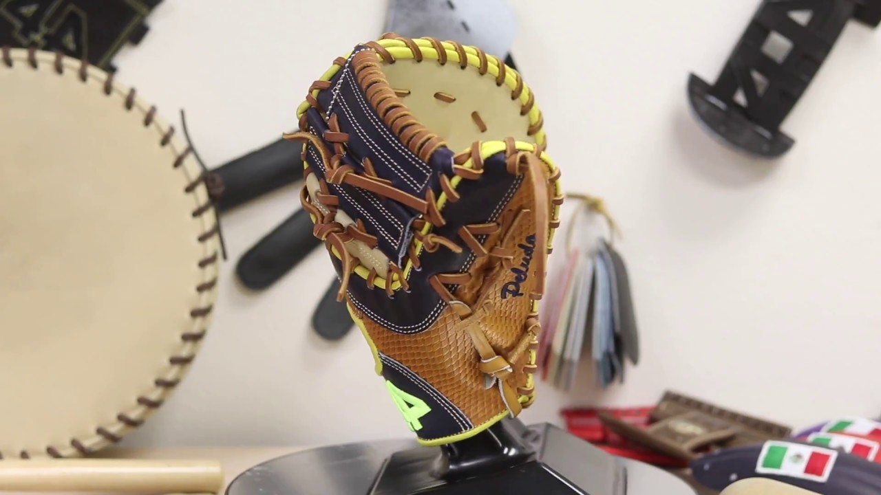 44 Pro Custom Baseball Glove Signature Series Tan Snakeskin Yellow Navy ...