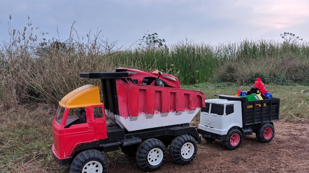 Mobil Dumptruk gandeng mobil truk penuh mainan mobil mobilan, JET ...