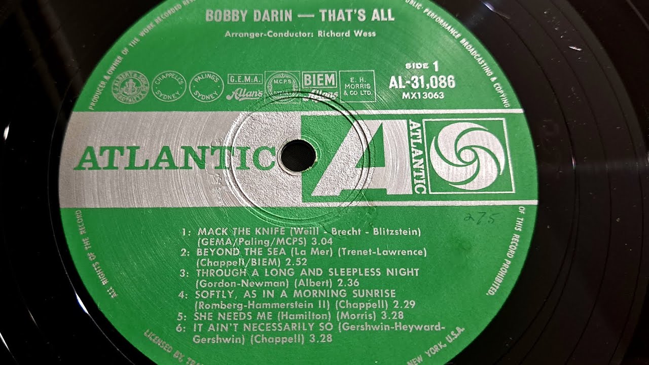 Softly, As In A Morning Sunrise. Bobby Darin. Vintage Vinyl LP Record ...