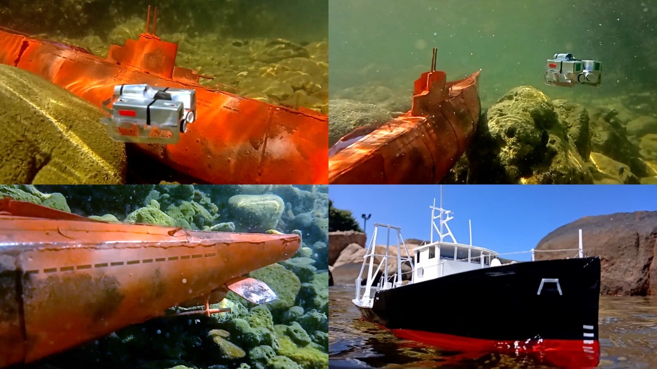 Sunken WWII submarine model found by cardboard ship and explored by ...