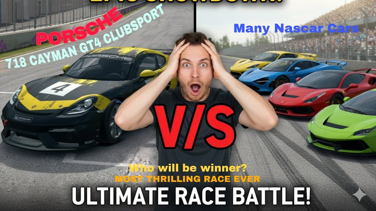 PART 1(PORSCHE 718 CAYMAN GT4 CLUBSPORT VS SUPER CARS AND NASCAR CARS)# ...