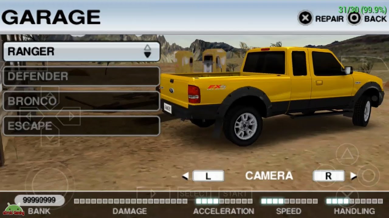 Off Road Land Rover and Ford PSP game played on Android PPSSPP Emulator ...