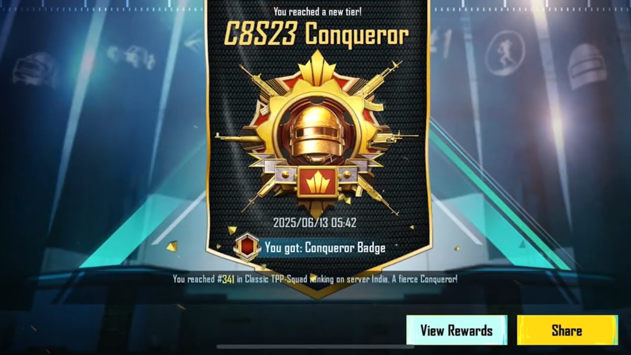 Finally reached conqueror 🤩🤩with one of the RARE Tittle Conqueror ...