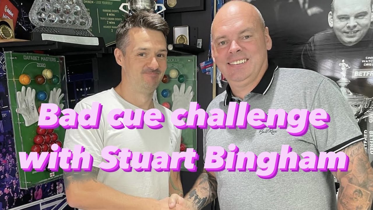 Stuart Bingham's bad cue challenge! - YouTube