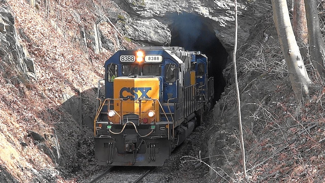 CSX EMD Train Thru Unfinished Jacks Mountain Tunnel - YouTube