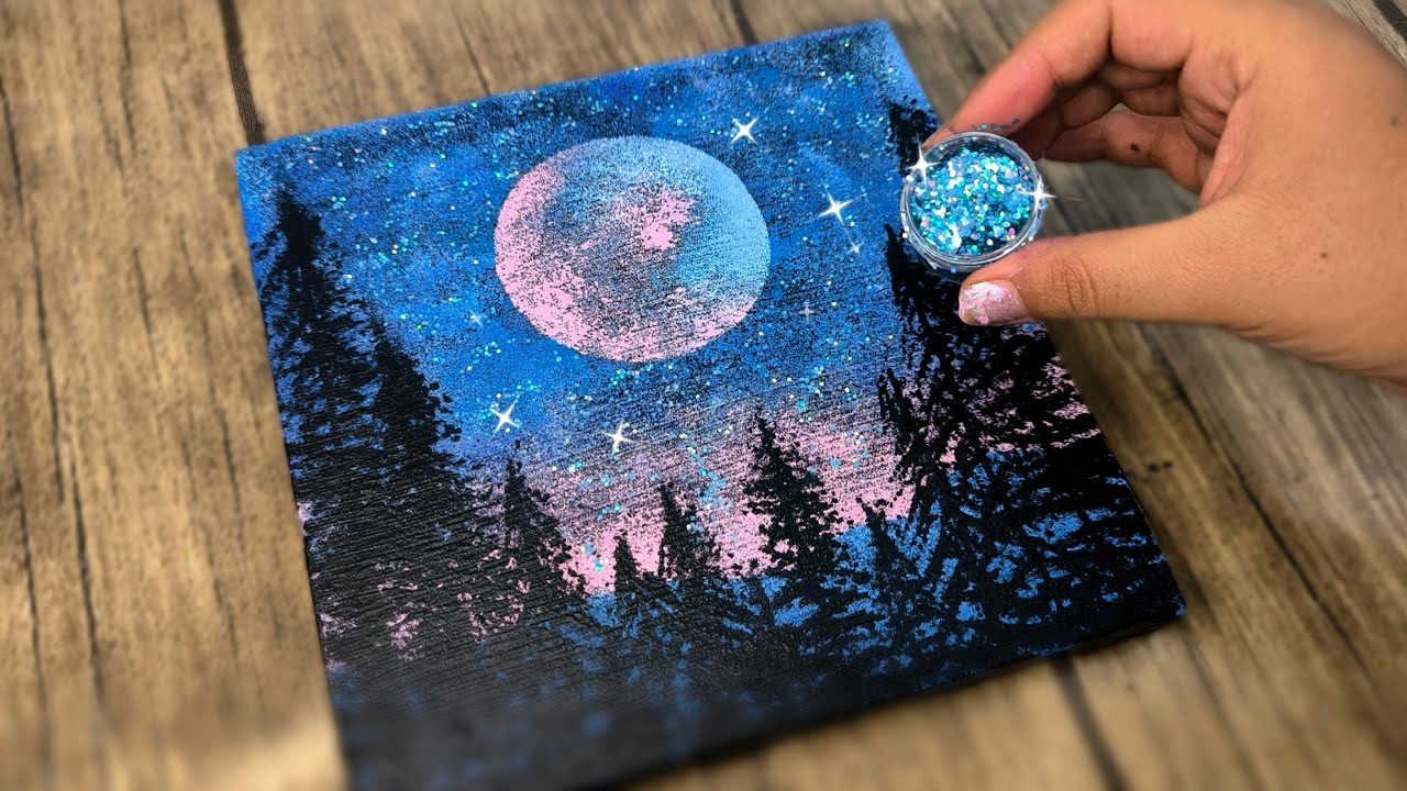 Acrylic painting techniques | Acrylic painting technique with glitter ...
