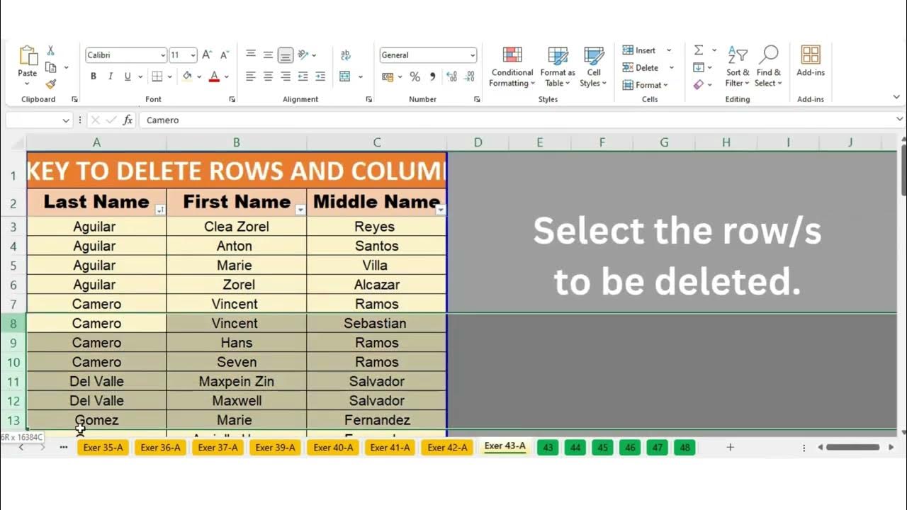 #Lesson143 Excel Shortcut Key to Delete Columns and Rows - YouTube