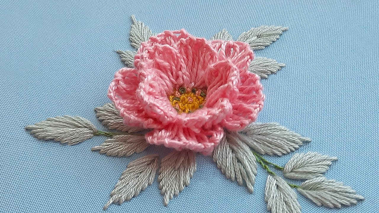3D Rose Flower Embroidery for Your Home. Dimensional Embroidery - YouTube