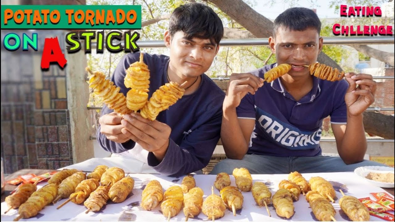 Crispy Spring Potatoes Eating Challenge | Potato Tornado's Eating ...