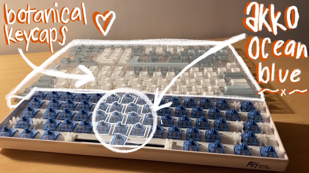 [unboxing] new akko ocean blue switches & new key caps from shopee ?! 🎁 ...