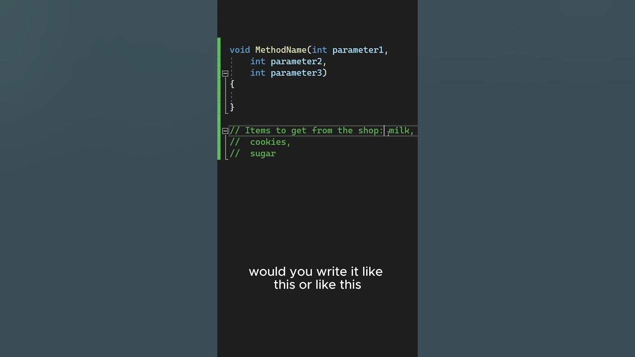Code formatting method parameters - YouTube