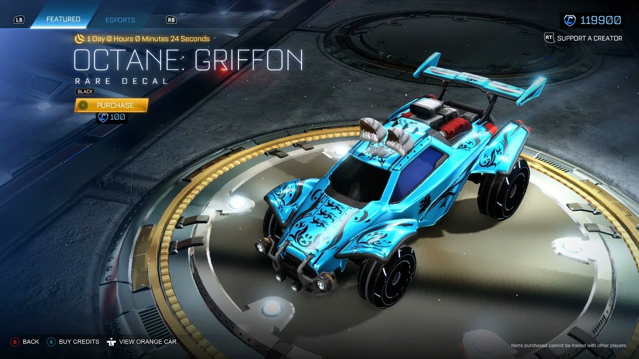 ROCKET LEAGUE ITEM SHOP - *RARE* Black Griffon Octane Decal - 20.09.20 ...